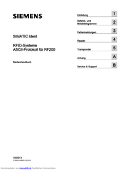 Siemens Simatic Ident RF200 Handbücher | ManualsLib