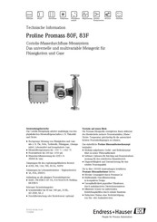 Endress+hauser Proline Promass 80F Handbücher | ManualsLib