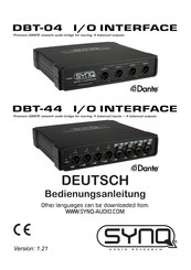 Synq audio research DBT-44 I/O INTERFACE Handbücher | ManualsLib